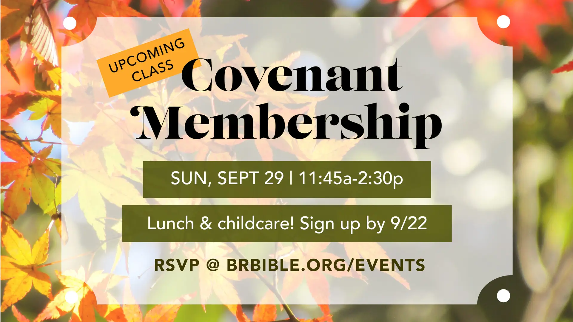 Covenant Membership Class - Blue Ridge Bible Church