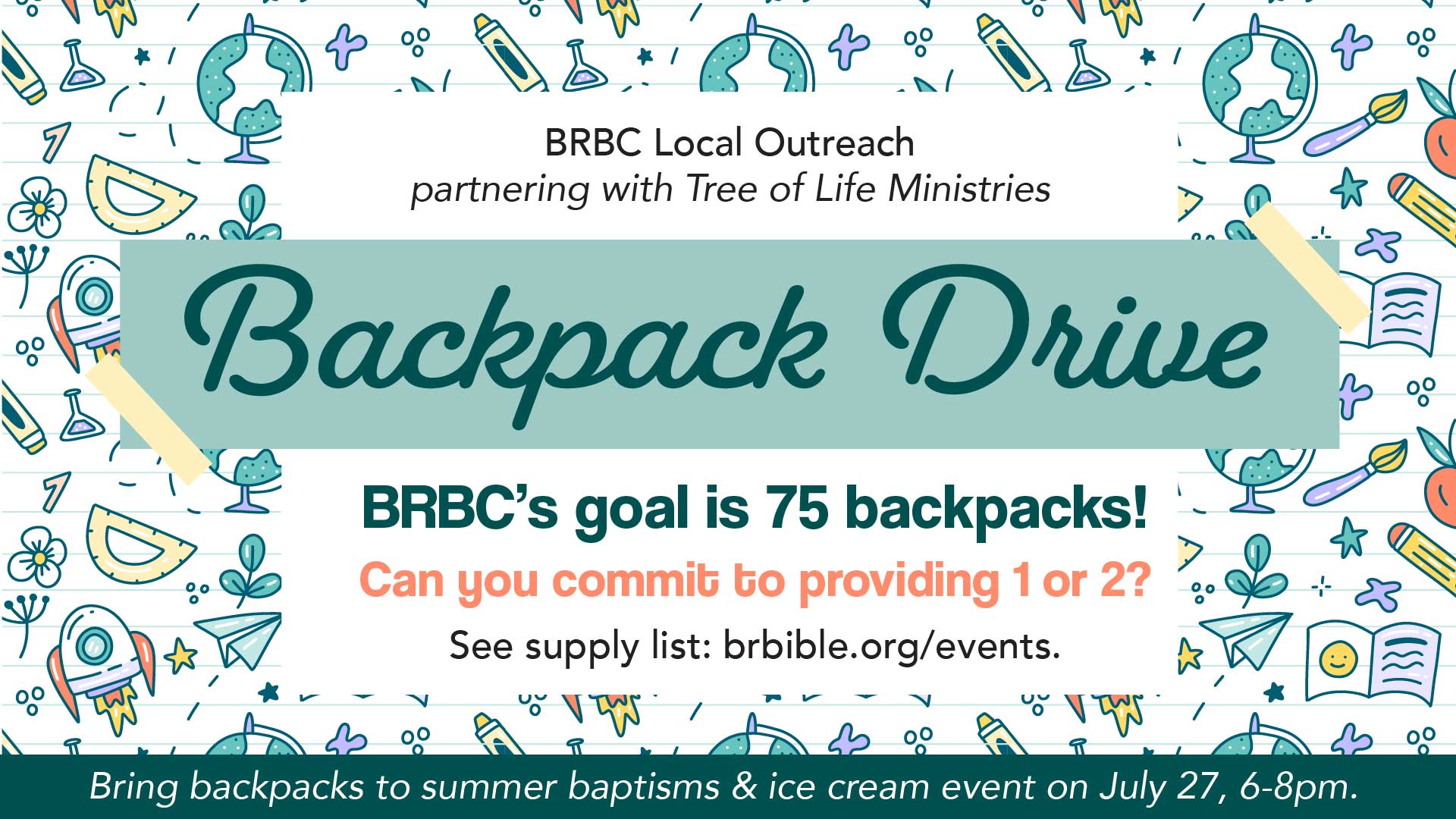 Backpack Drive - Blue Ridge Bible Church